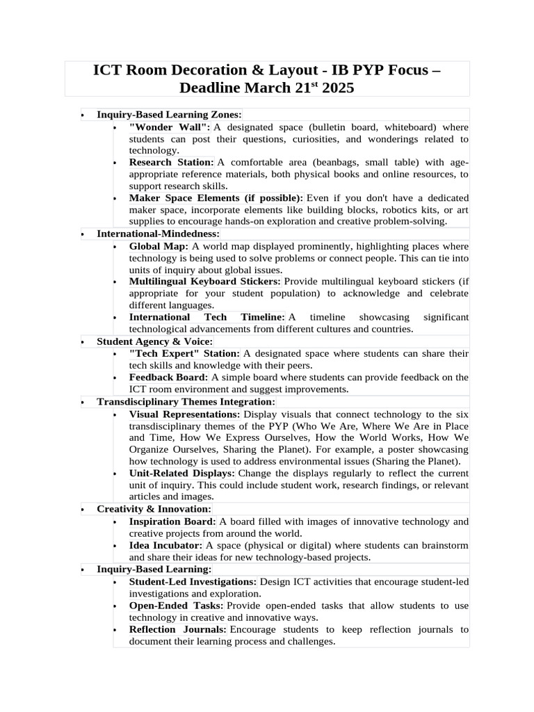 ICT Room Decoration (New - Dateline March 21st 2025) | PDF ...