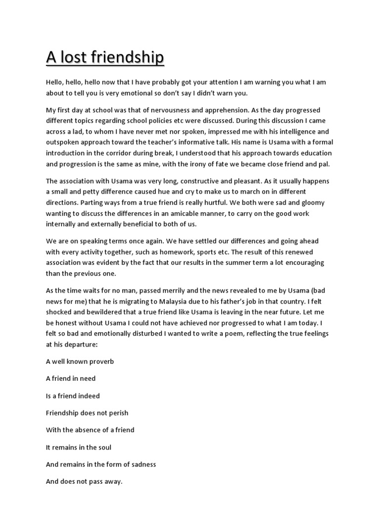 The Pain of Lost Friendship | PDF | Wellness