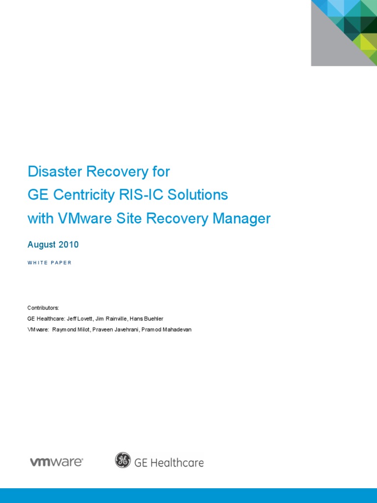 GE Centricity RIS IC Solutions With VMware Site Recovery Manager WP | PDF | V Mware ...