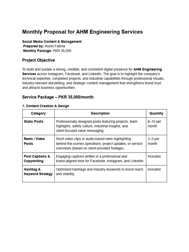 Monthly Social Media Proposal for AHM | PDF | Brand | Communication