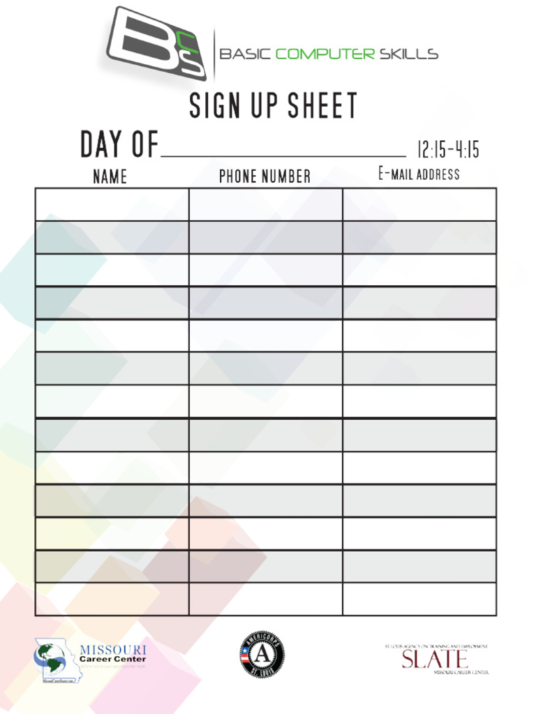 BSC New Signup Sheet2 | PDF