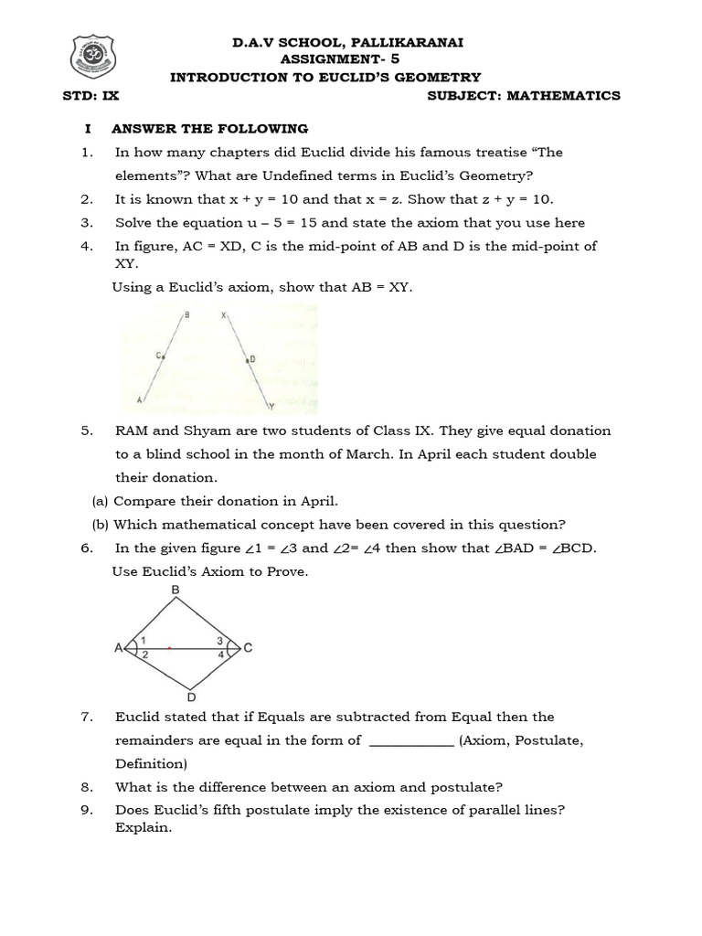 Class 9 Maths Assignment-5 | PDF