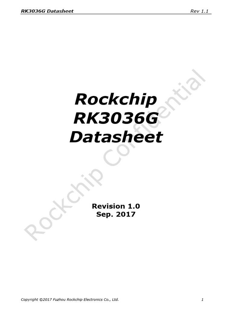 RK3036G Datasheet V1.1 | PDF | Central Processing Unit | Flash Memory
