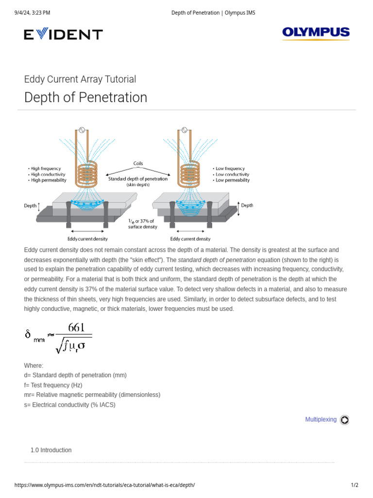 Eddy Current Depth of Penetration Explained | PDF