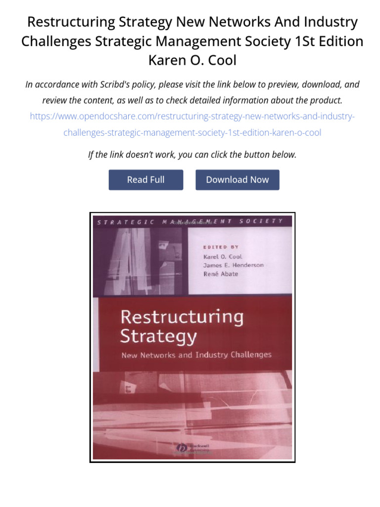 Restructuring Strategy New Networks and Industry Challenges Strategic ...