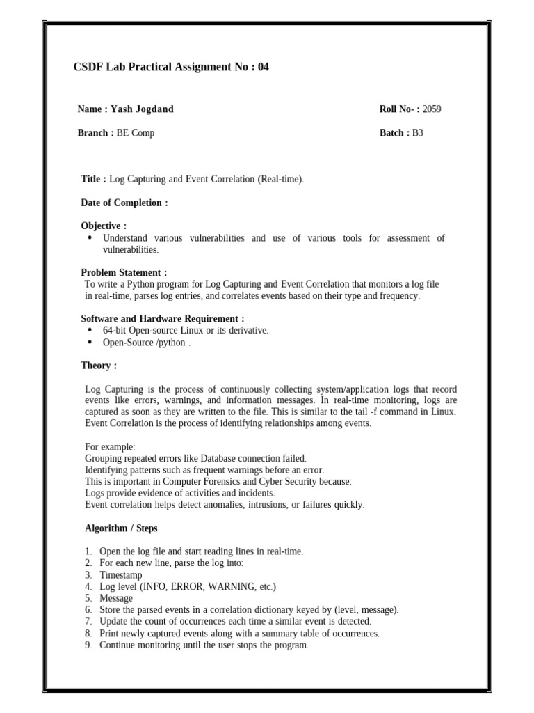 Real-time Log Capturing & Event Correlation | PDF