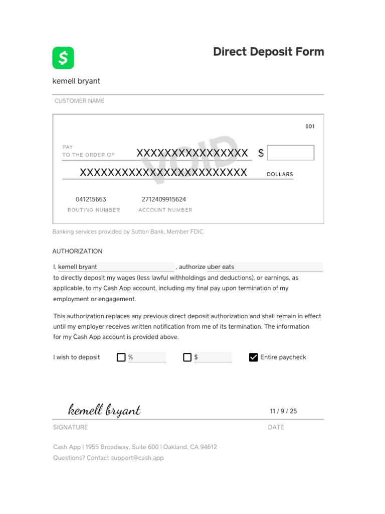 Direct Deposit Form Db6palj99wmcpl5e14v7783ga | PDF