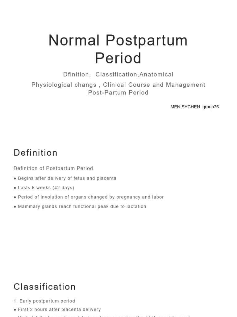 Normal Postpartum Period | PDF | Postpartum Period | Uterus