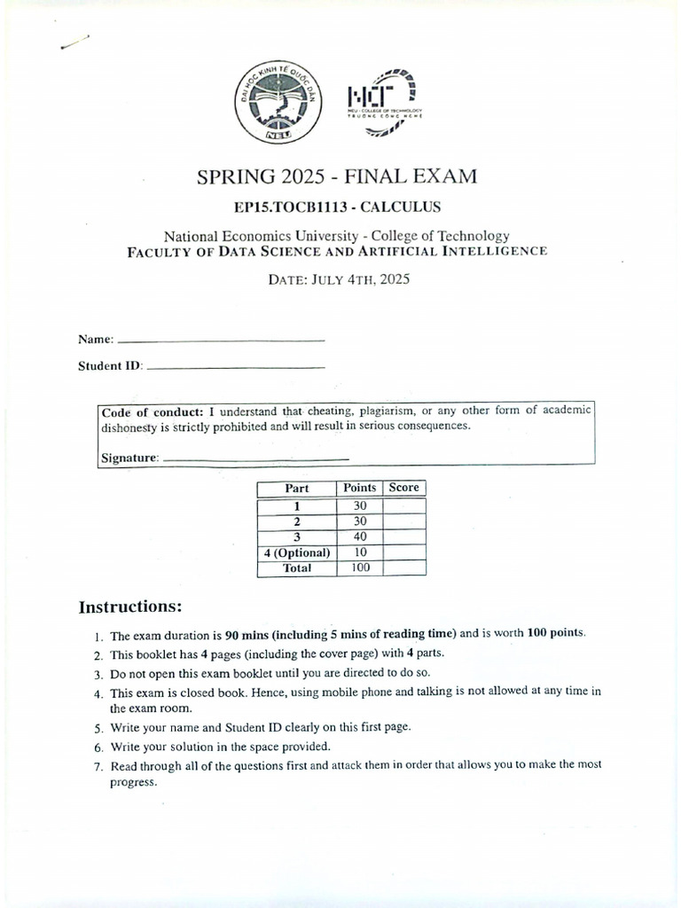 Final Exam Spring 2025 | PDF