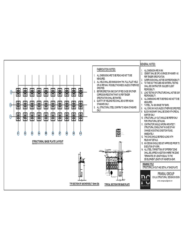Structural Base Plate Layout With J Bolt-Model | PDF | Materials ...