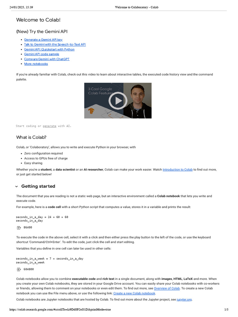 Welcome to Colaboratory - Colab | PDF | Machine Learning | Computing