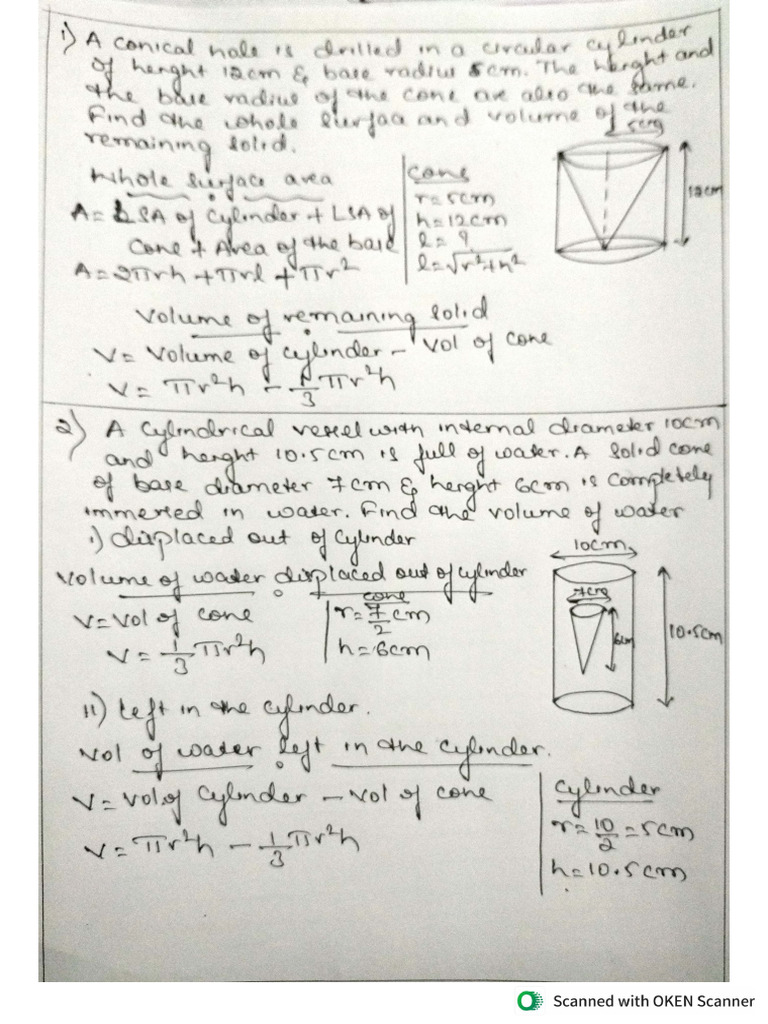 Surface Area and Volume Unsolved Questions | PDF