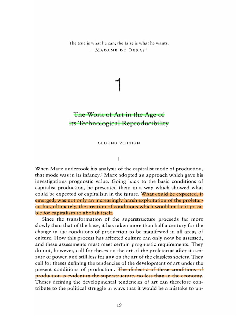 3 Benjamin Walter 1936 2008 The Work of Art in The Age of Its ...