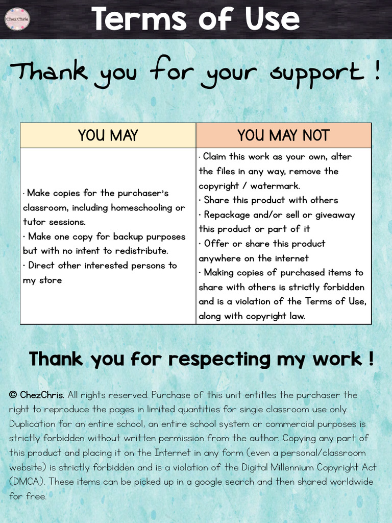 Terms of Use for Classroom Resources | PDF