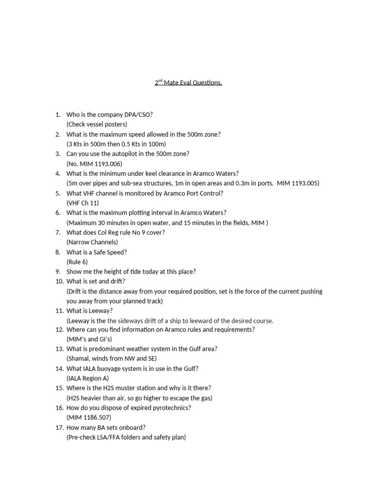 2nd Mate Questions (1) | PDF
