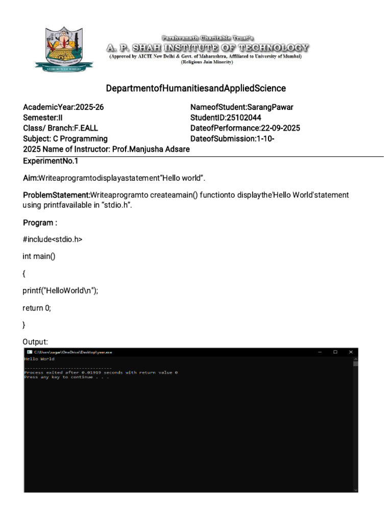 EXP1 | PDF