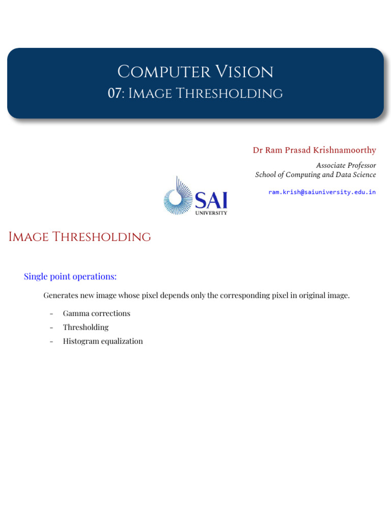 Image Thresholding Techniques Explained | PDF | Image Segmentation ...