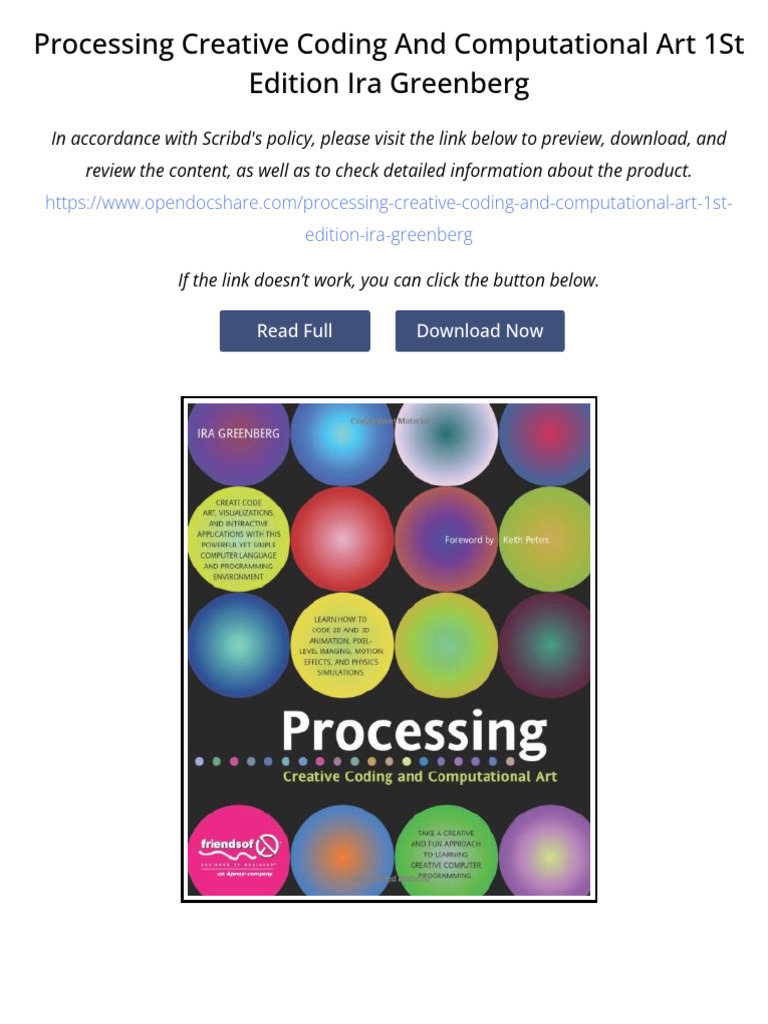Processing Creative Coding and Computational Art 1st Edition Ira Greenberg online pdf | PDF ...