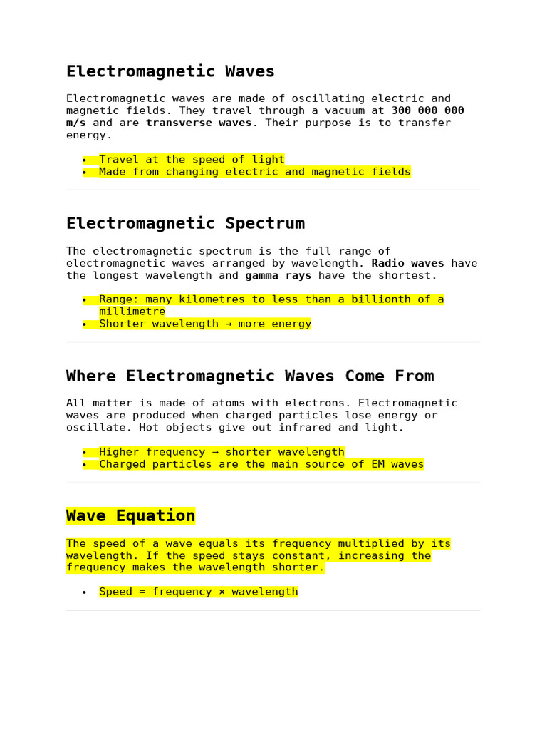 Electromagnetic Waves | PDF | Electromagnetic Radiation | Waves