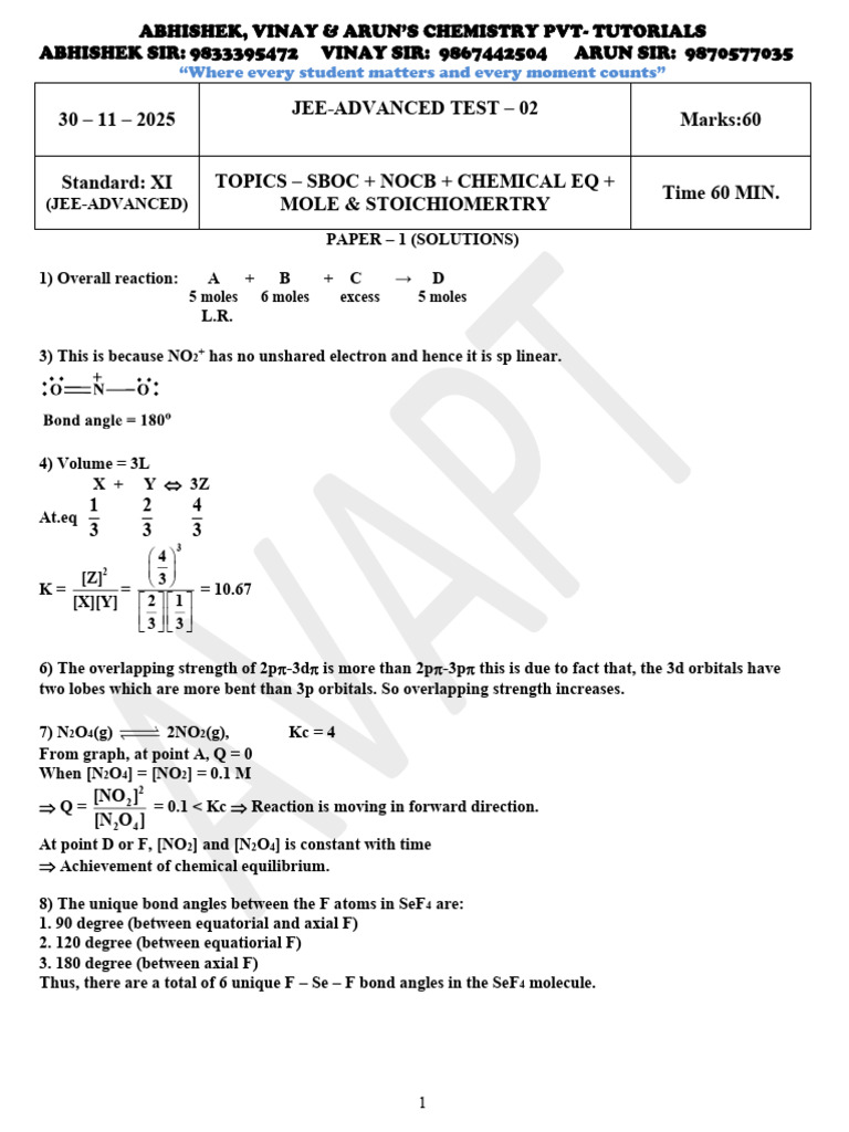 02) Jee-Adv (P-1) Sboc + Nocb + Chemical Eq + Mole & Stoichiomertry (30 ...