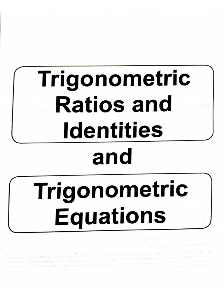 3.Trigonometric Ratios, Identities and Equations | PDF
