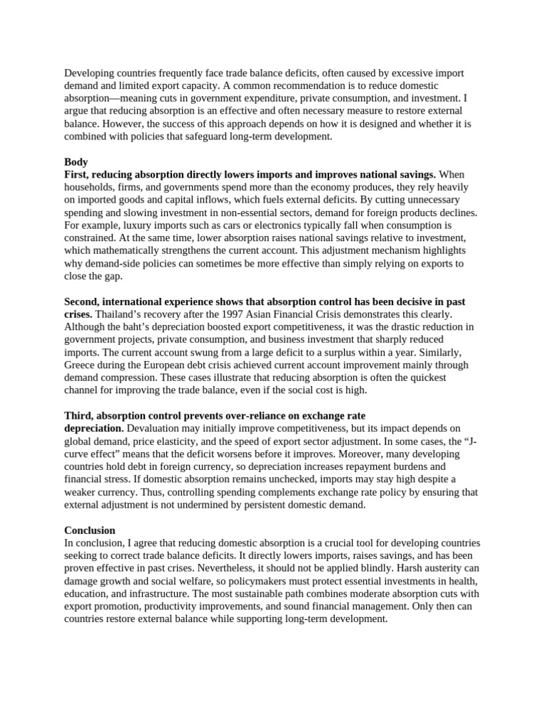 Developing Countries Frequently Face Trade Balance Deficits | PDF ...