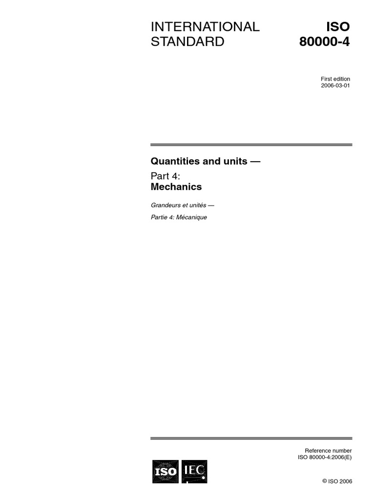 ISO 80000-4 | PDF | International System Of Units | Kilogram
