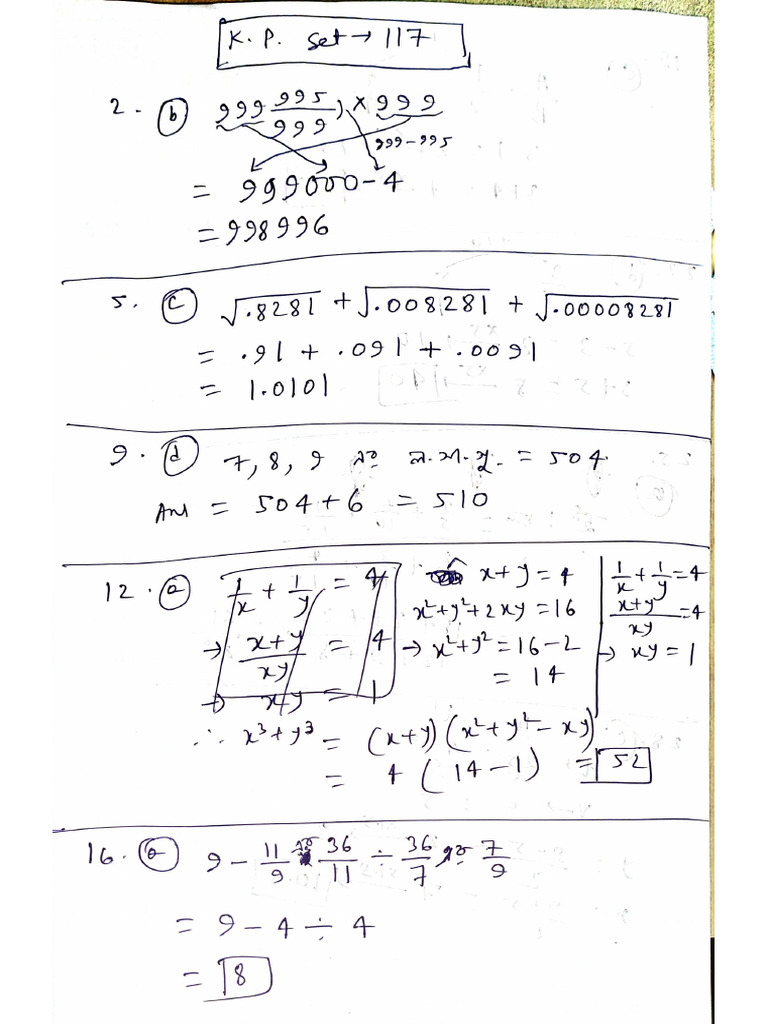 KP Prelims Set - 117 Math Solution | PDF