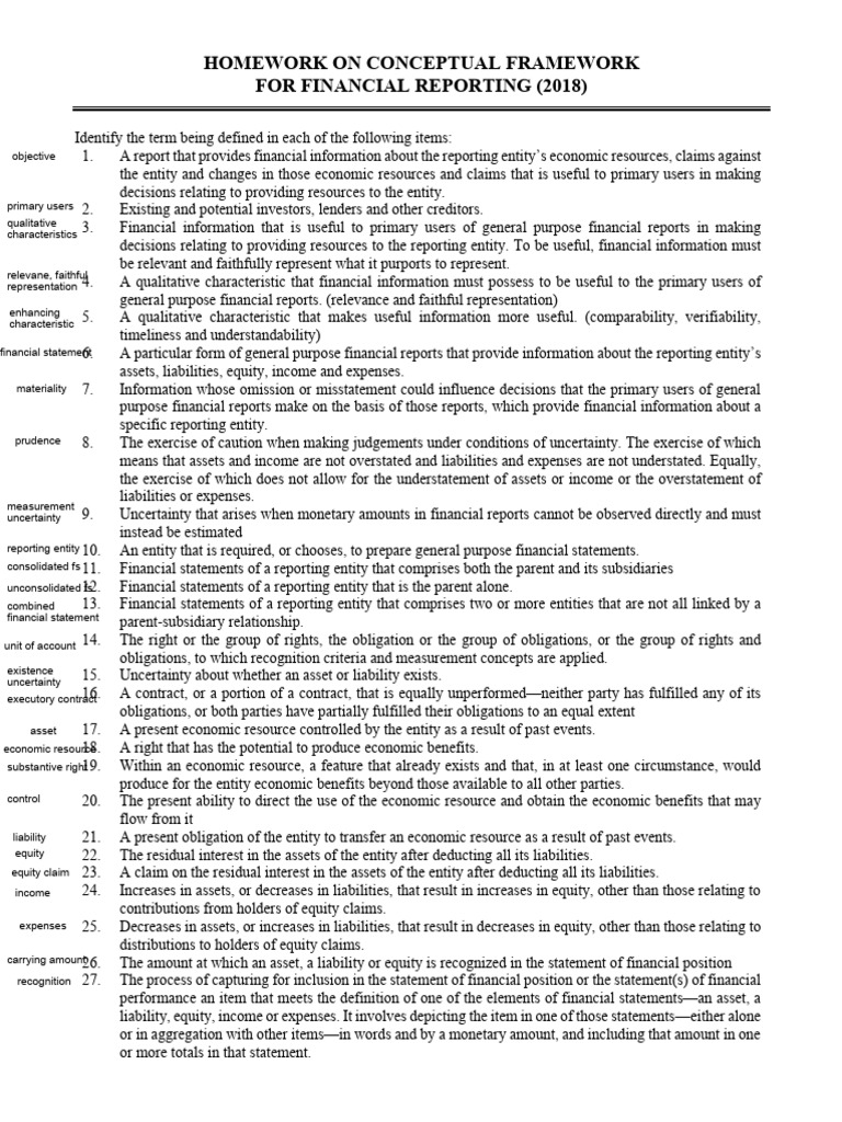 Conceptual Framework for Financial Reporting | PDF | Equity (Finance ...