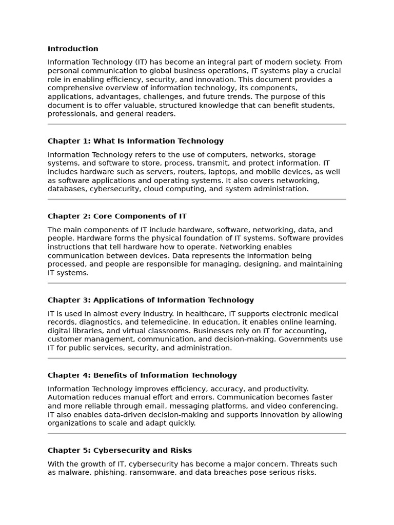 Overview of Information Technology | PDF | Cloud Computing | Computer ...