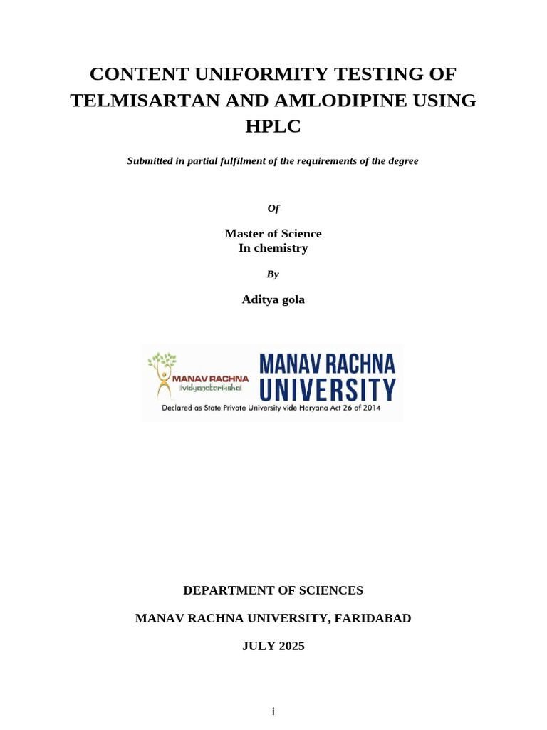 Aditya Thesis Final Print | PDF | High Performance Liquid ...