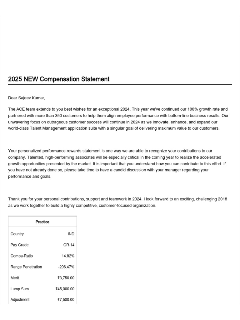 2025 Personalized Compensation Statement | PDF