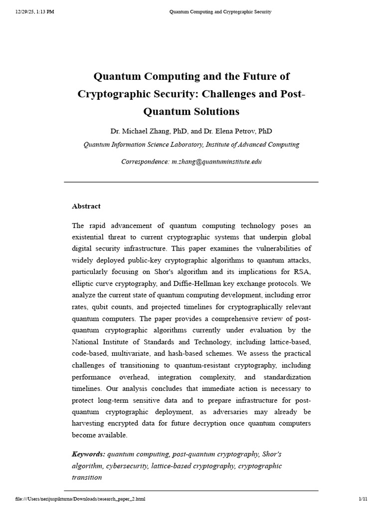 Quantum Computing's Impact on Cryptography | PDF | Quantum Computing ...