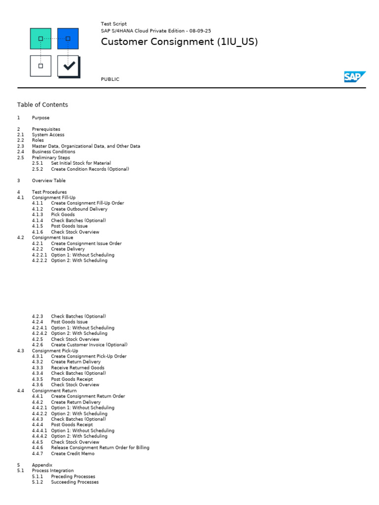 SAP S/4HANA Customer Consignment Test | PDF | Receipt | Inventory