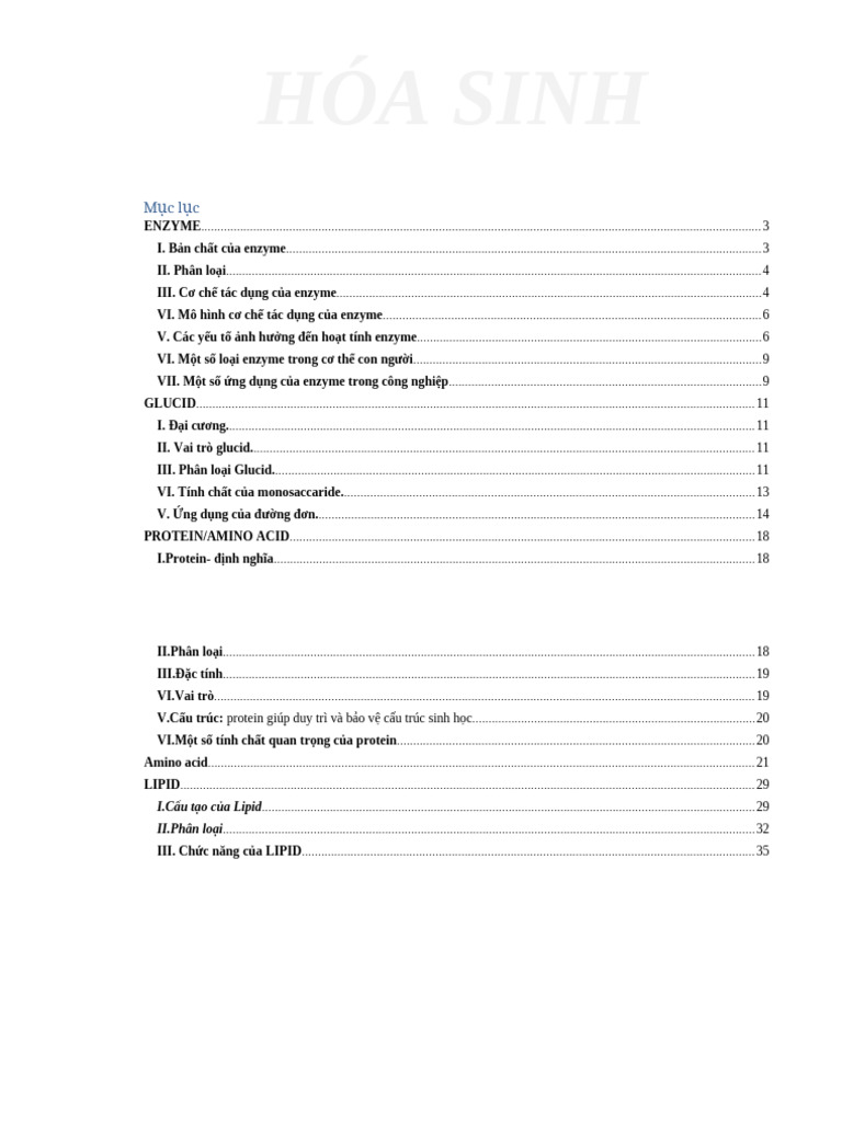 Hóa Sinh 1,2 | PDF