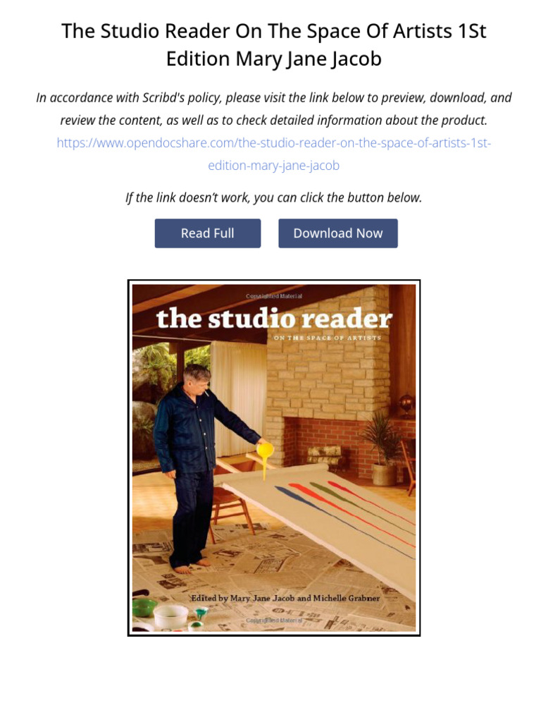 The Studio Reader On the Space of Artists 1st Edition Mary Jane Jacob ...