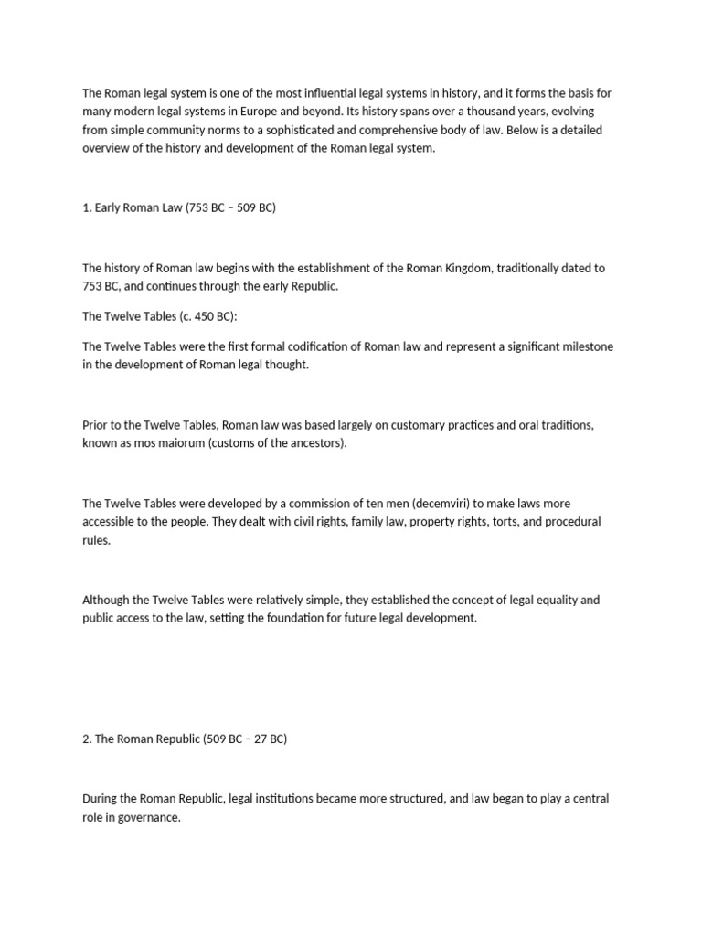 History of the Roman Legal System | PDF | Roman Law | Civil Law (Legal ...