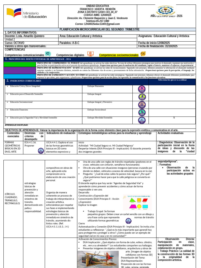 8vo egb PLAN MICRO ECA 2DO TRIMESTRE | PDF | Enseñando | Aprendizaje