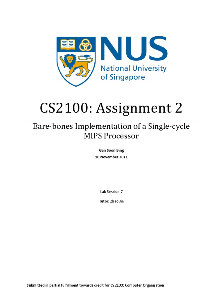 CS2100: Single Cycle Implementation of MIPS Standard (Computer Organisation) | PDF | Instruction ...
