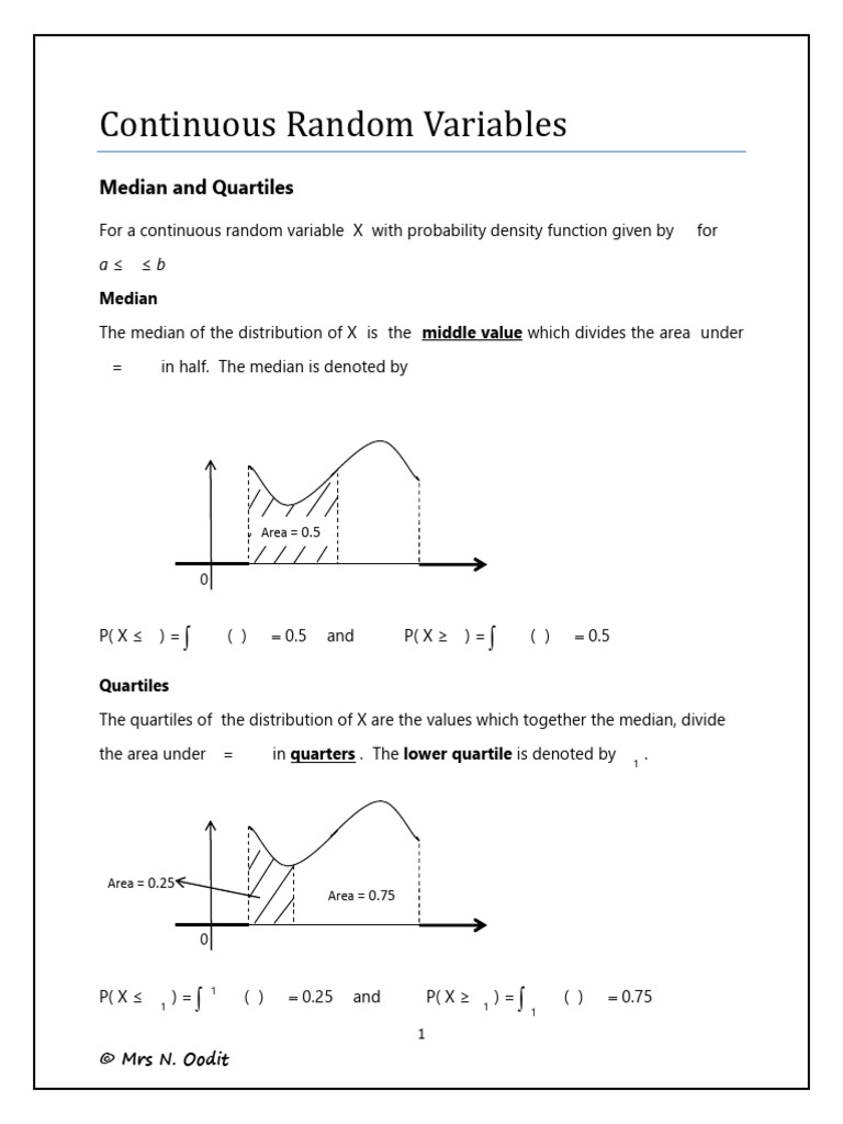 Lesson 1 - Continuous Random Variables | PDF | Quartile | Mathematical ...