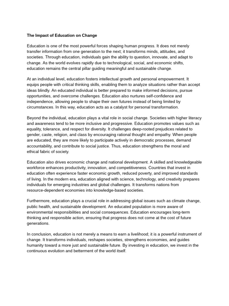 Education as a Catalyst for Change | PDF