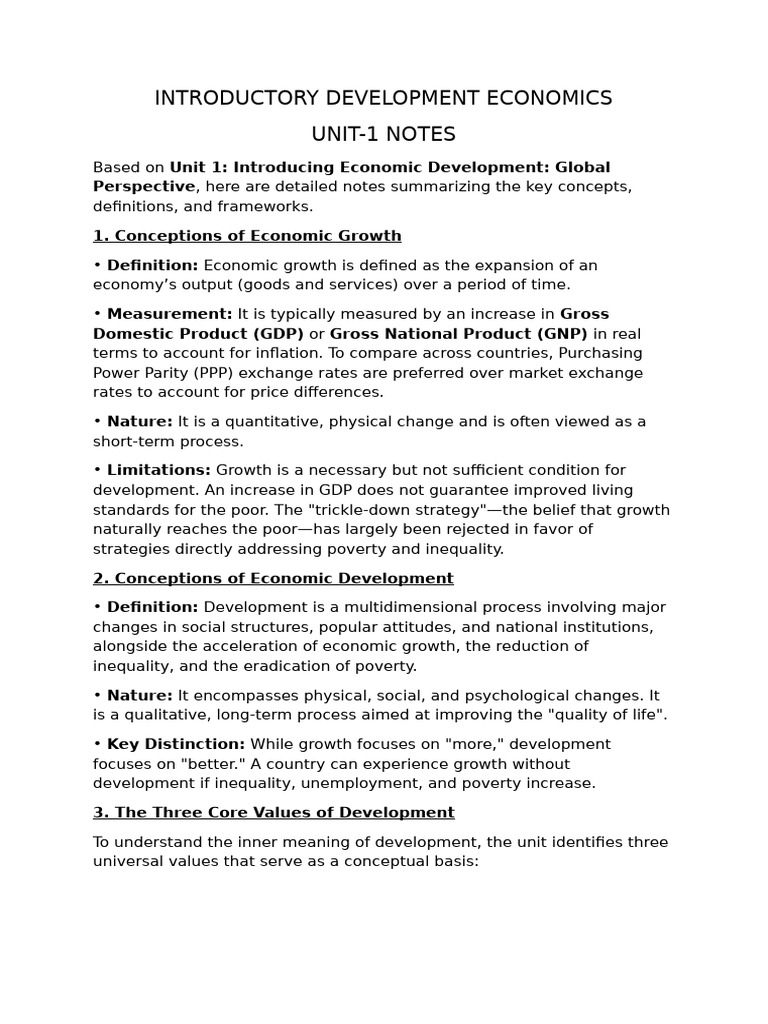 Economic Development Concepts Overview | PDF | Gross Domestic Product ...