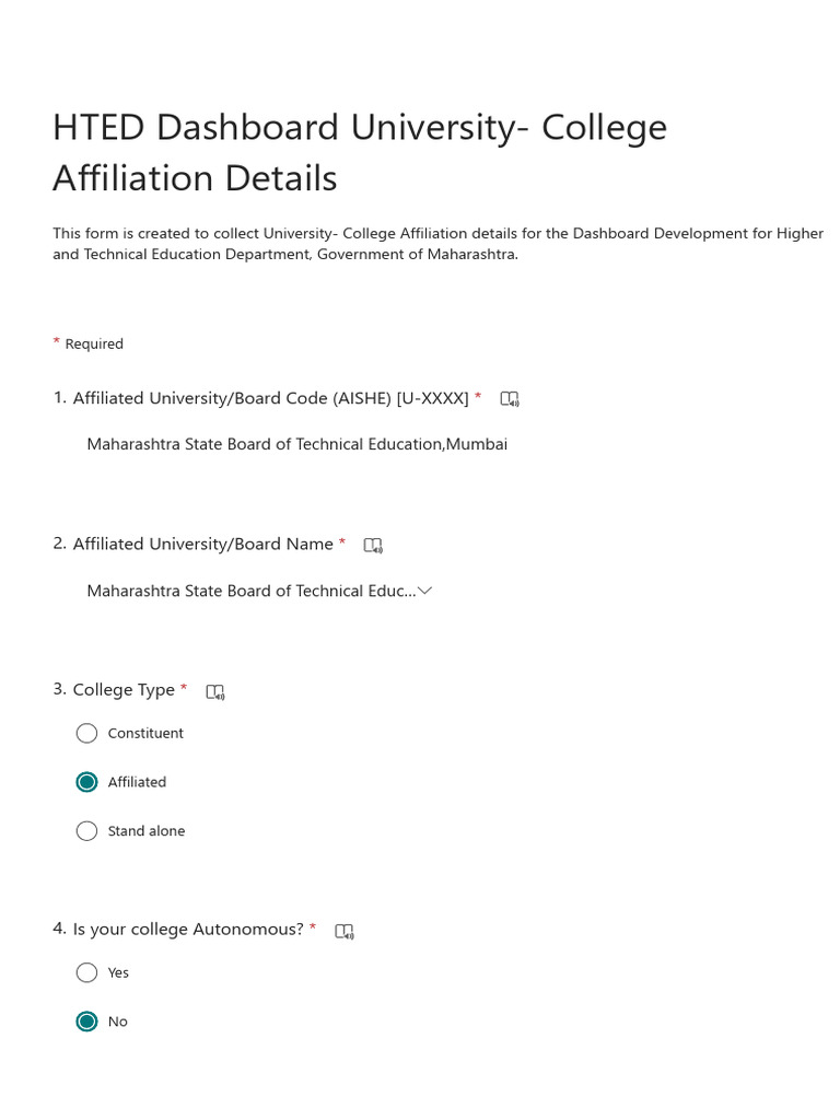 University College Affiliation Form | PDF