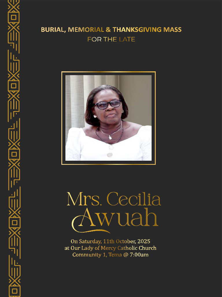 Mrs. Cecilia Awuah's Memorial Service | PDF | Mass (Liturgy) | Eucharist
