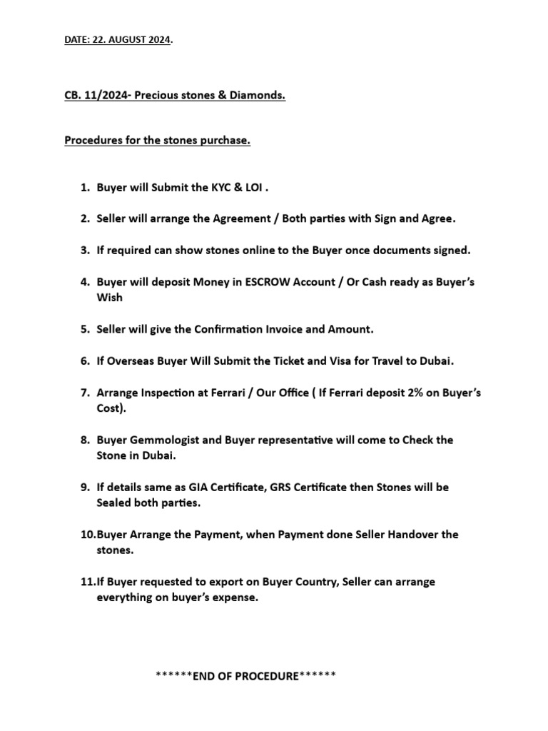 CB - Stones Procedure | PDF