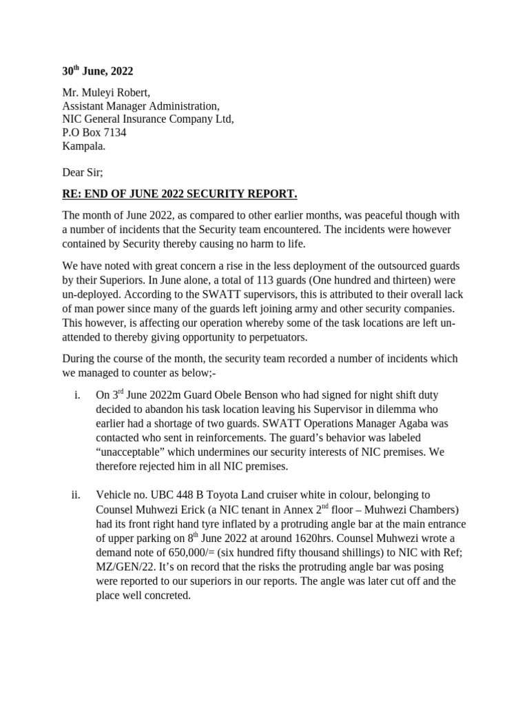 June 2022 Security Incident Report | PDF