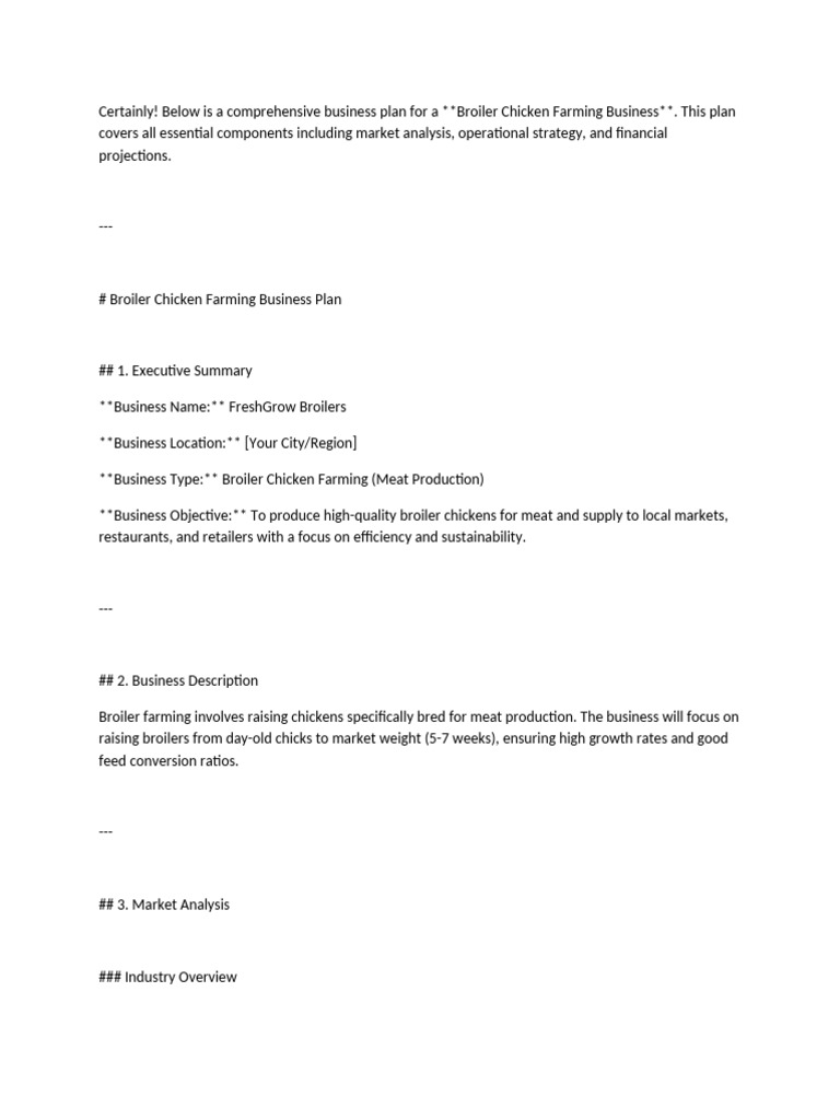 2026 Broiler Chickens Rearing Business Plan | PDF | Broiler | Poultry ...