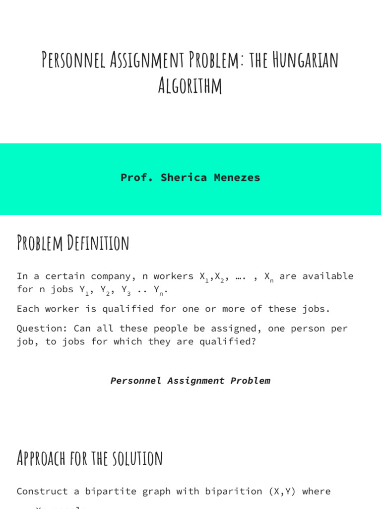 Personnel Assignment Problem_ the Hungarian Algorithm | PDF ...