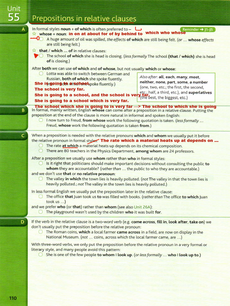 55 Prepositions in Relative Clauses | PDF