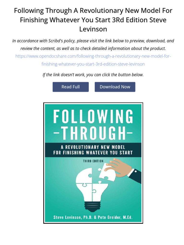 Following Through A Revolutionary New Model for Finishing Whatever You ...